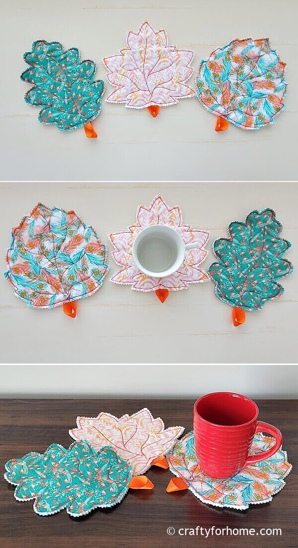 Easy To Sew Leaf Shaped Coasters | Crafty For Home