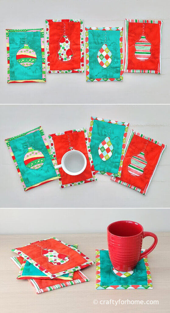 Christmas Holiday Ornament Mug Rug Tutorial | Crafty For Home