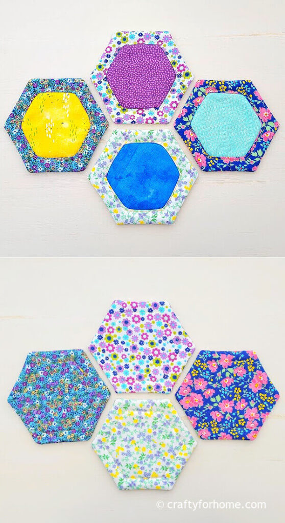 Hexagon Fabric Coaster With Reverse Applique | Crafty For Home