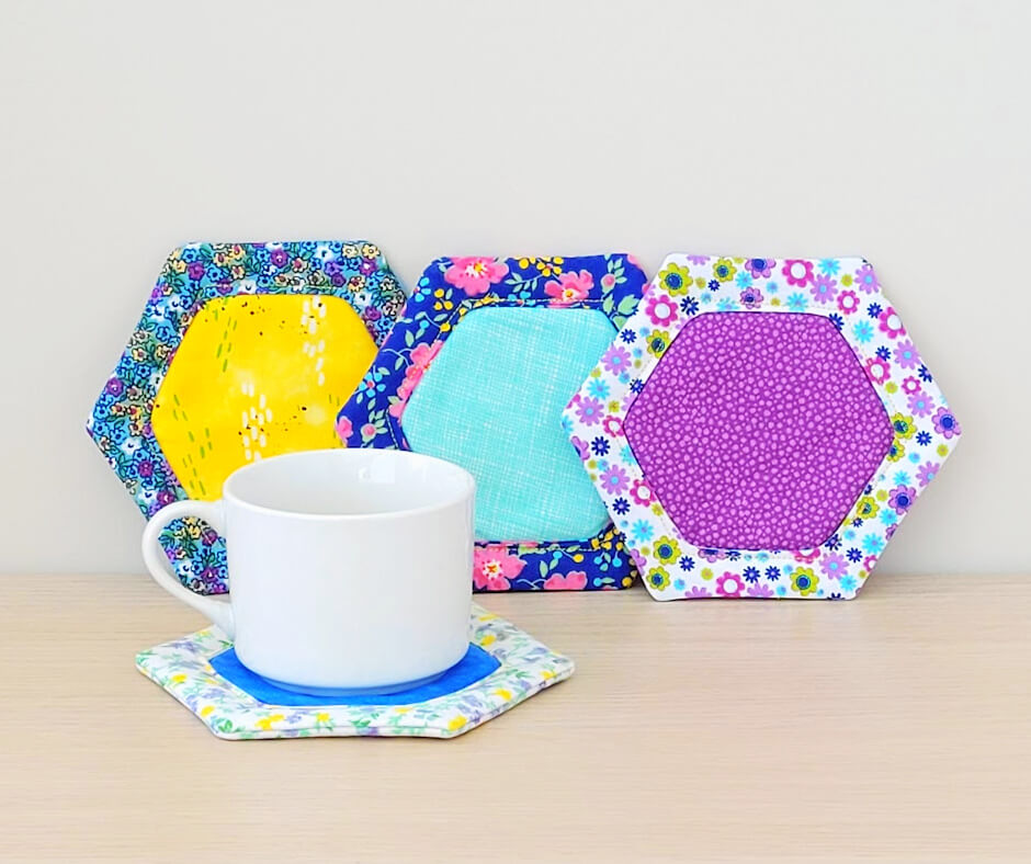 Hexagon Fabric Coaster With Reverse Applique | Crafty For Home