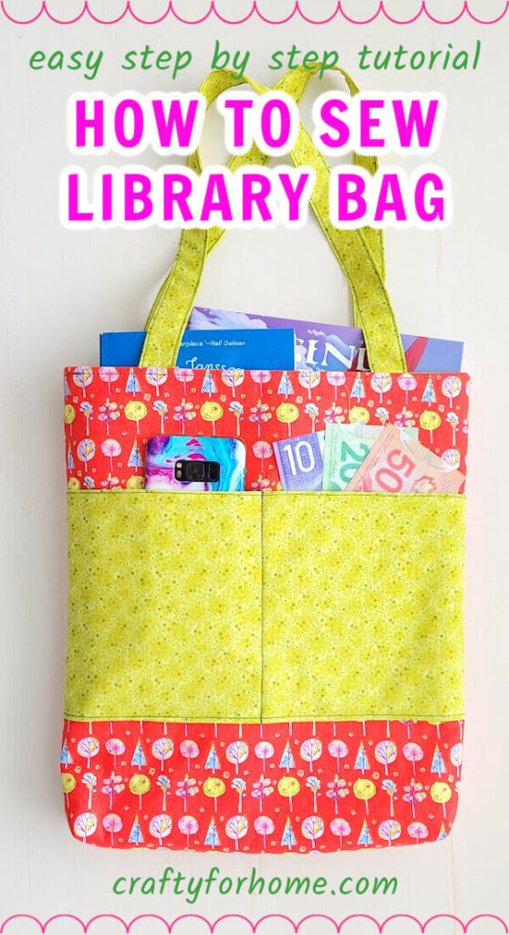 Easy Library Tote Bag Tutorial With Pocket | Crafty For Home