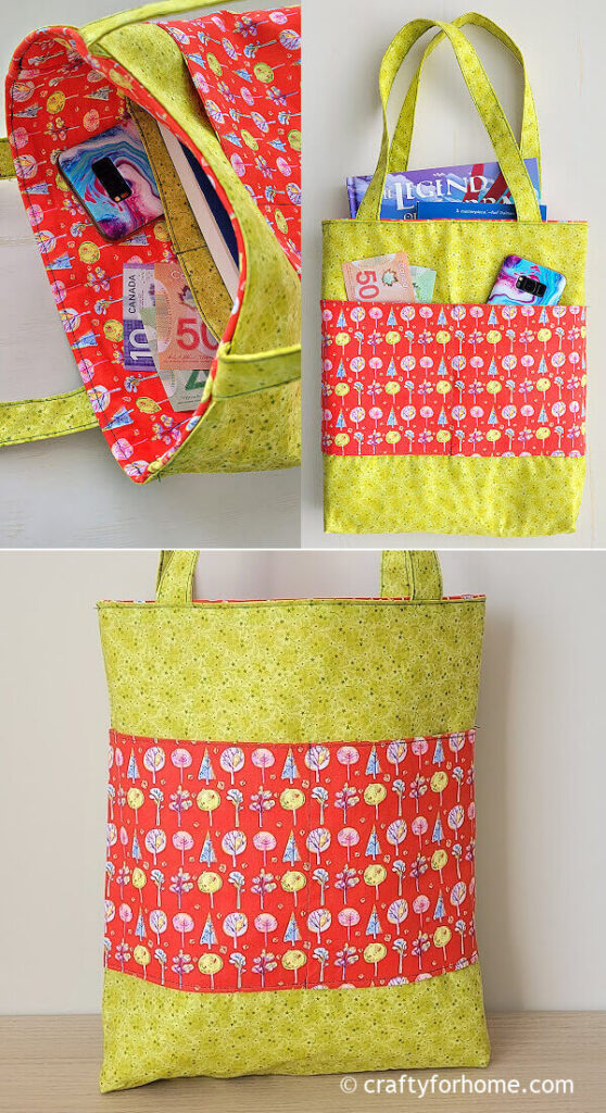 Easy Library Tote Bag Tutorial With Pocket | Crafty For Home