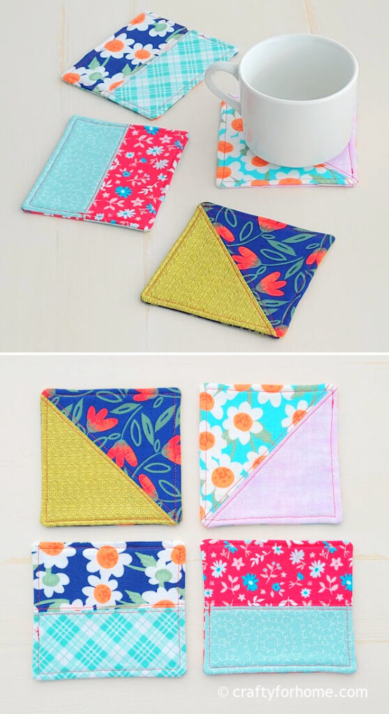 Easy Quilted Color Block Coaster Tutorial | Crafty For Home