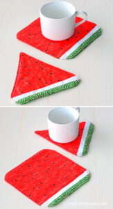 Watermelon Mug Rug And Coaster Tutorial | Crafty For Home