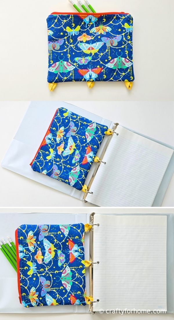 3 Ring Binder Zipper Pencil Pouch Tutorial | Crafty For Home